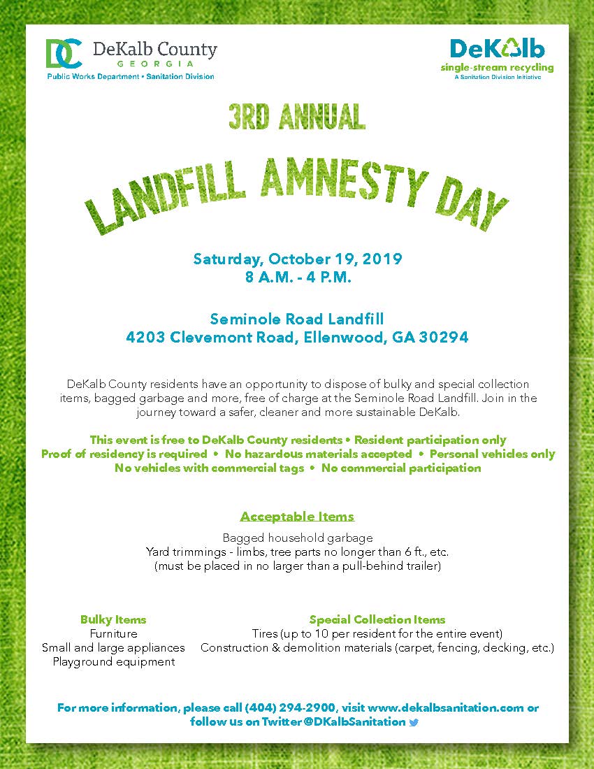 Landfill Amnesty Day | DeKalb County GA